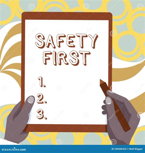 writing displaying text safety first word written on best avoid any