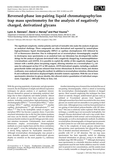 Pdf Reversed Phase Ion Pairing Liquid Chromatographyion Trap Mass