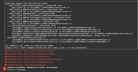 Undefined Symbols For Architecture Arm64 In Unity AR Foundation Xcode