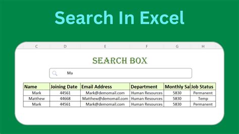 How To Search In Excel Sheet Search Box In Excel Youtube