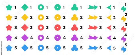 bright colorful number bullet points collection different shapes for
