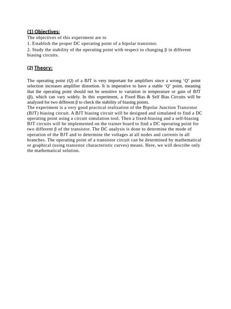 Exp6study Of Bjt Biasing Fixed Bias And Self Bias Circuits Pdf Bipolar Junction Transistor