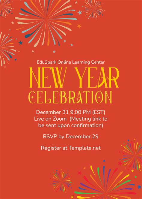 Free 2025 New Year Party Invitation Card Template Edit Online