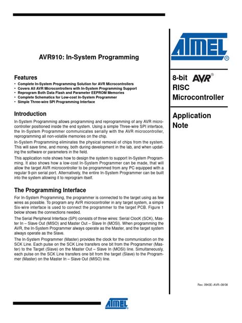 8 bit risc microcontroller application note avr910 in system