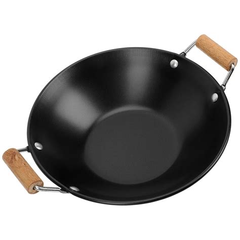 가정용 스테인레스 스틸 철판 조리기구 가정용 일상 금속 웍 나무 이중 손잡이 개별 음식 요리 Aliexpress