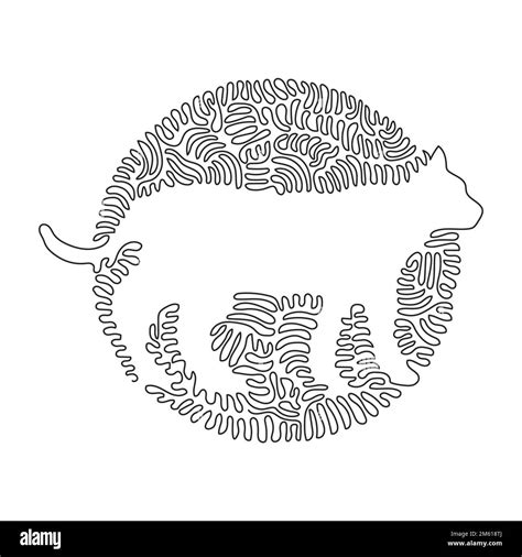 Single Swirl Continuous Line Drawing Abstract Of A Cute Cat Continuous Line Drawing Graphic