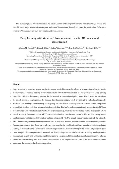 Pdf Deep Learning With Simulated Laser Scanning Data For 3d Point Cloud Classification