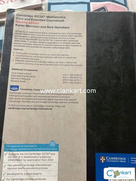 Buy Cambridge Igcse R Mathematics Core And Extended Coursebook Book In Fair Condition At