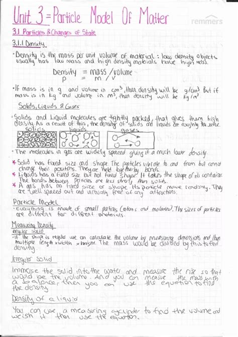 Summary Gcse AQA Physics Unit Particle Model Of Matter Physics Stuvia UK