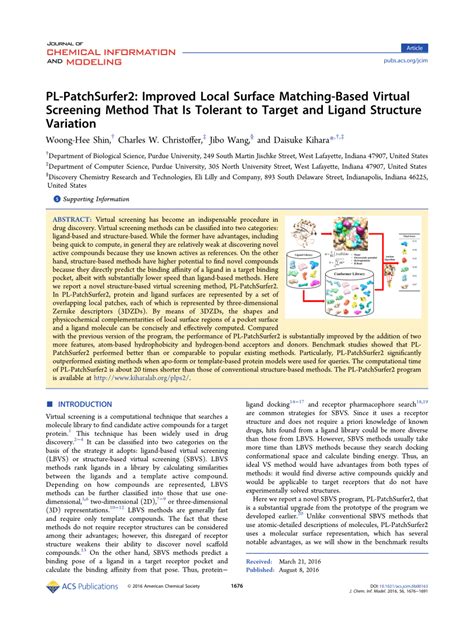 Pdf Pl Patchsurfer2 Improved Local Surface Matching Based Virtual Screening Method That Is