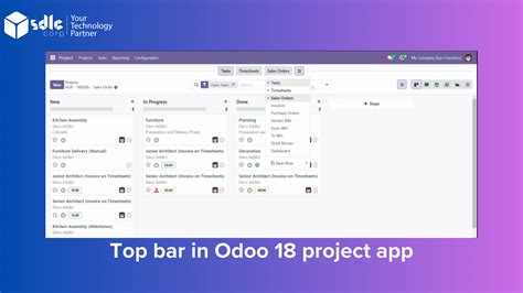 Top Bar In Odoo 18 Project App Sdlc Corp