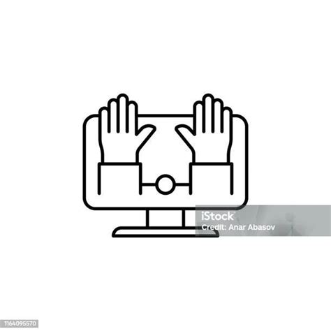 컴퓨터 범죄 수갑 아이콘 사회 중독자 아이콘의 요소 웹 사이트 디자인 및 개발 응용 프로그램 개발을위한 얇은 라인 아이콘 프리미엄 아이콘 강도에 대한 스톡 벡터 아트 및