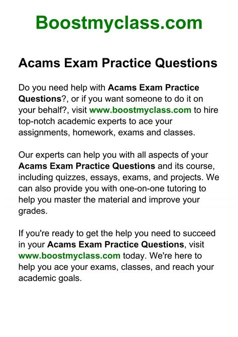 Acams Exam Practice Questions