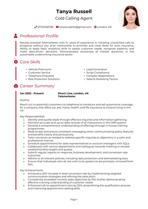 cold calling cv example guide [get hired fast]