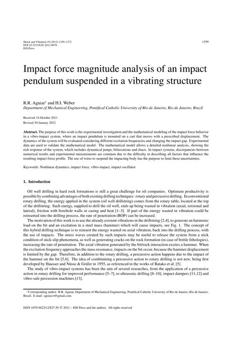 Pdf Impact Force Magnitude Analysis Of An Impact Pendulum Suspended