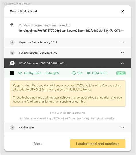 Ui Redesign Fidelity Bond Creation Flow · Issue 650 · Joinmarket