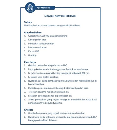 Kunci Jawaban IPA Kelas 7 Halaman 107 Semester 2 Tentang Percobaan Simulasi Konveksi Inti Bumi