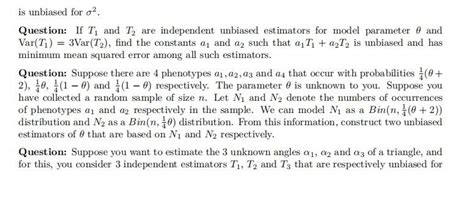 Solved 4 Concept Unbiased Estimators Efficiency And Mse