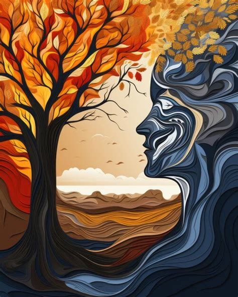 Premium AI Image An Abstract Painting Of A Woman With A Tree In The Background