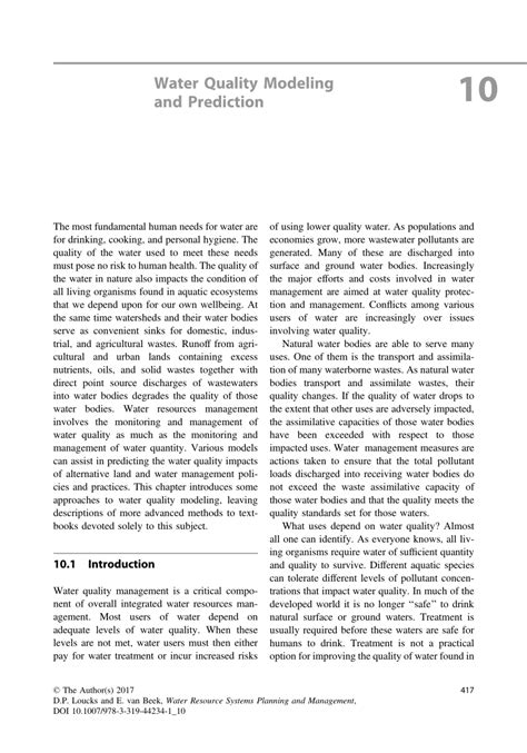 PDF Water Quality Modeling And Prediction