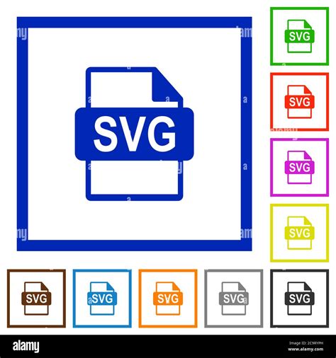 Svg File Format Flat Color Icons In Square Frames On White Background