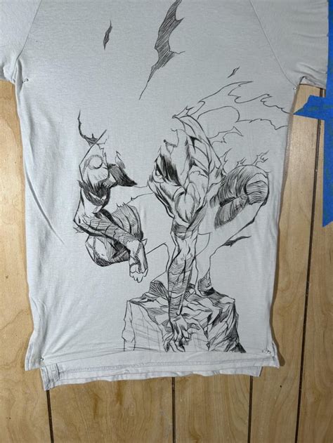 Redrawing My Favorite Garou Panel On A Shirt With Fabric Ink Markers