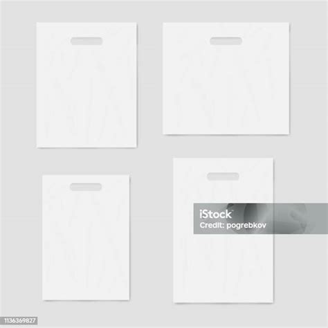 다이 컷 핸들 현실적인 벡터 이랑 세트 흰색 빈 상품 플라스틱 가방 디자인을 위한 템플릿 비닐 봉지에 대한 스톡 벡터 아트 및 기타 이미지 Istock