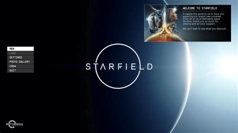 Main Menu Starfield Interface In Game