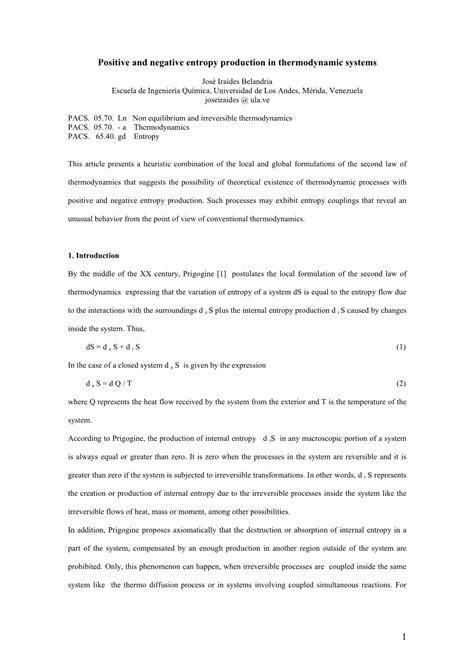 1 Positive And Negative Entropy Production In Thermodynamic Systems
