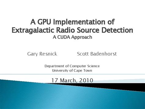 a gpu implementation of extragalactic radio source detection