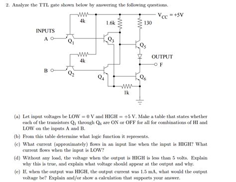 Solved Analyze The Ttl Gate Shown Below By Answering The