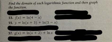 get answer find the domain of each logarithmic function and then