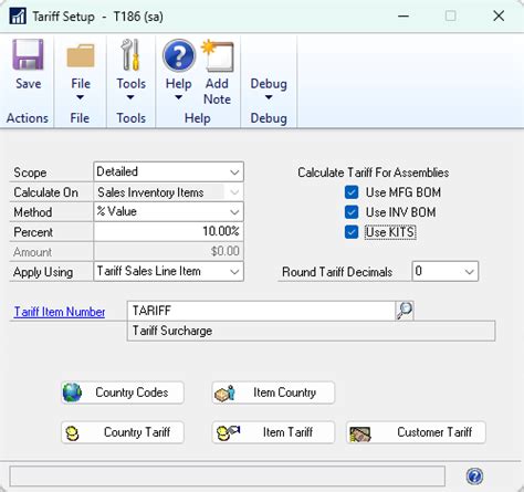 New Tariff Module For Dynamics Gp