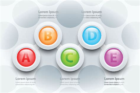 프레 젠 테이 션 커버 포스터 벡터 디자인 Infographic 그림 개념에 대 한 패턴에 타임 라인 시퀀스에서 화려한 5 주제 3d 종이 원 0명에 대한 스톡 벡터 아트