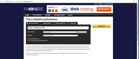 webpagetest api website performance testing with