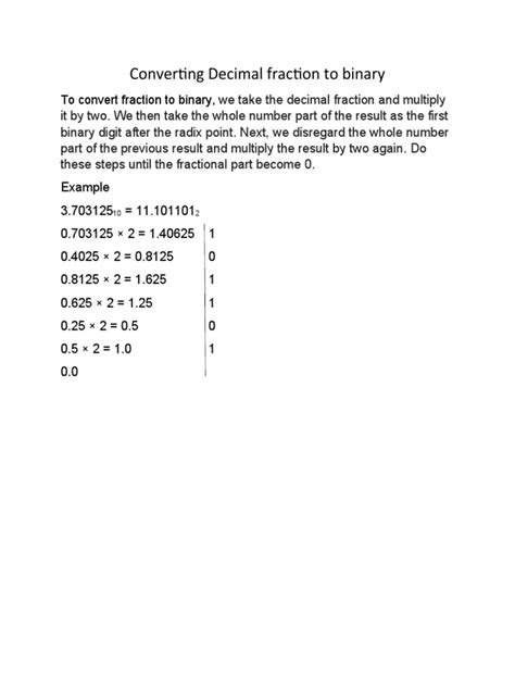 Converting Decimal Fraction To Binary Pdf