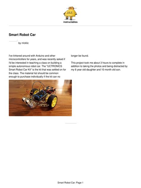 Smart Robot Car Pdf Arduino Manufactured Goods