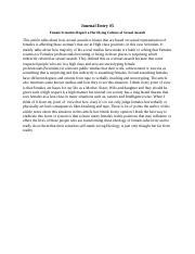 Journal Entry Docx Journal Entry Female Scientists Report A Horrifying Culture Of Sexual