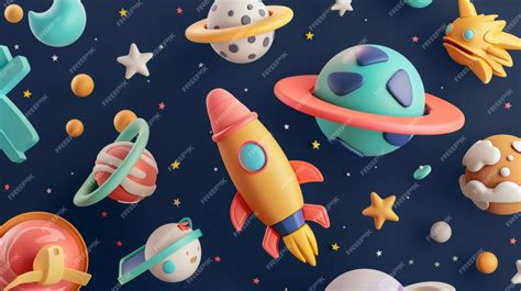 Premium Photo | A collection of charming cute 3d objects floating in space AI generated illustration