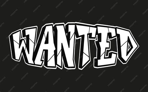 Wanted Word Trippy Psychedelic Graffiti Style Letters Premium Vector