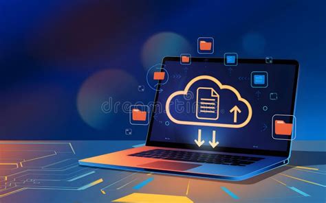 Modern Laptop Cloud Computing Data Storage Technology Digital File