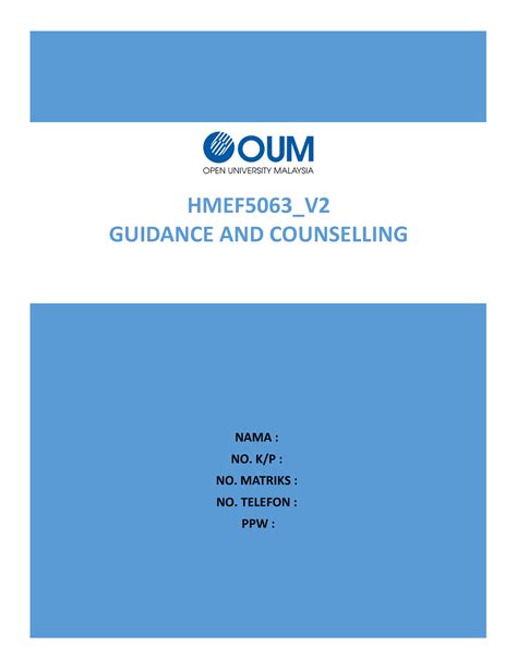 Assg Hmef5063 V2 Counselor Main Course Nama No Kp No Matriks