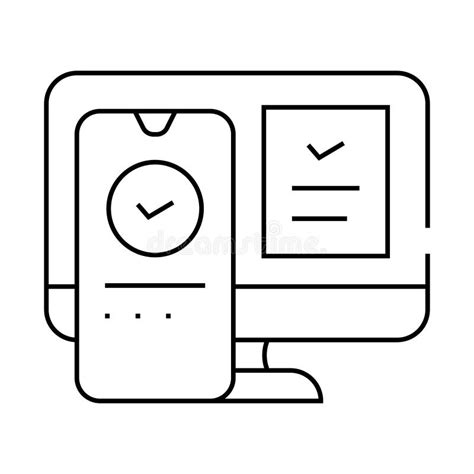 Two Step Authentication Line Icon Vector Illustration Stock