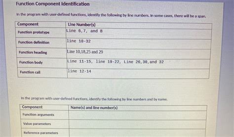 solved function component identification in the program with