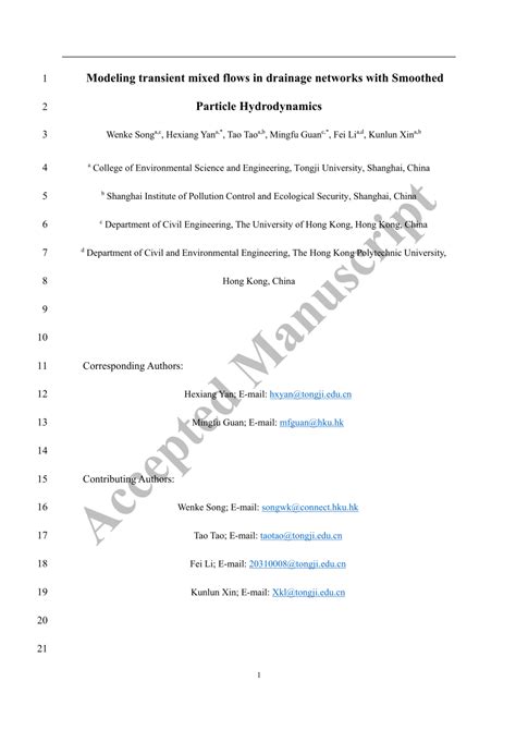 pdf modeling transient mixed flows in drainage networks with smoothed