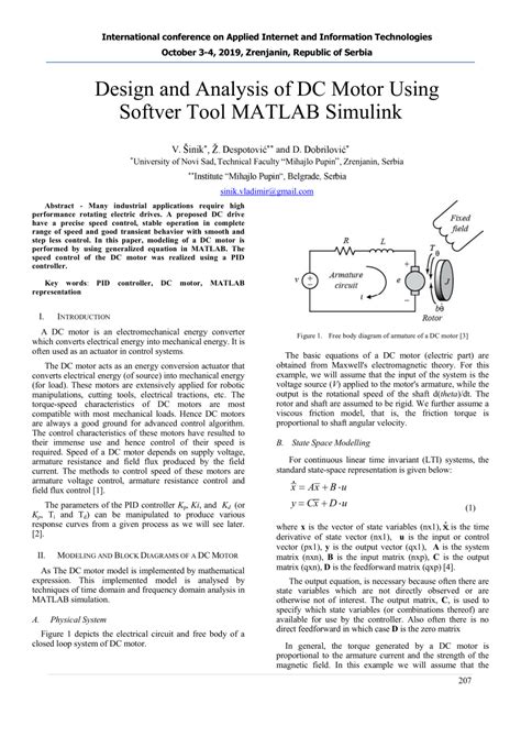 Pdf Design And Analysis Of Dc Motor Using Software Tool Matlab Simulink