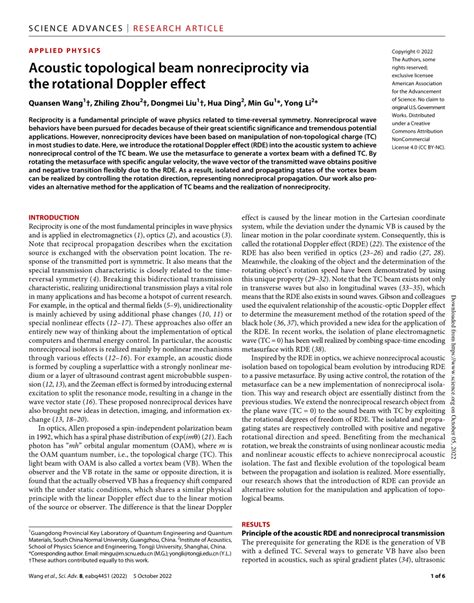 Pdf Acoustic Topological Beam Nonreciprocity Via The Rotational Doppler Effect