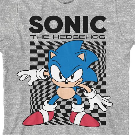 Sonic The Hedgehog Warped Checkered Background Crew Neck Short Sleeve