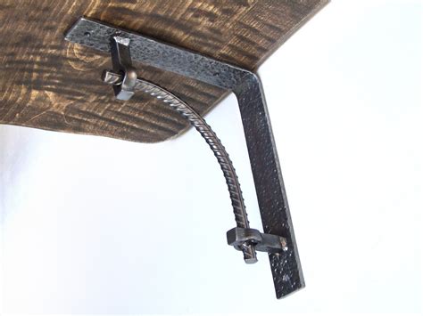 Hand Forged Steel Rebar Shelf Brackets Textured Metal Plates Etsy