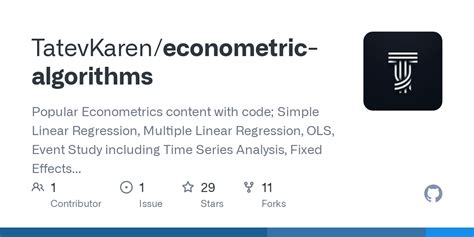 GitHub TatevKaren Econometric Algorithms Popular Econometrics Content With Code Simple